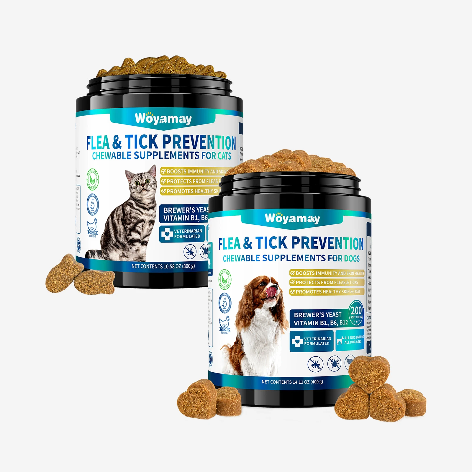 Flea and Tick Prevention Soft Chews for Dogs & Cats (Chicken Flavor)